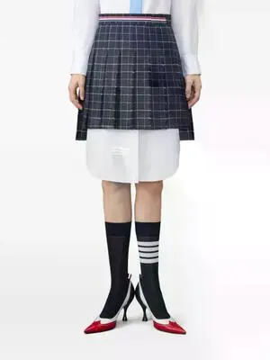 Thom Browne Windowpane Houndstooth Pleated Skirt