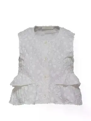 CLUB21 Fil-coupé Ruffled Cropped Shirt