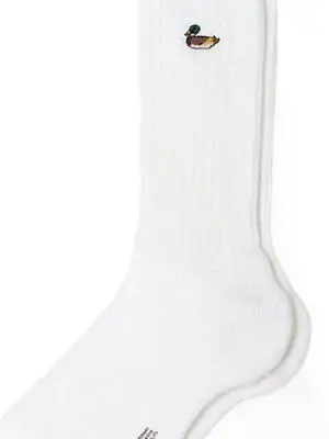 DEAN EDMONDS Ribbed Crew Socks With Duck Embroidery