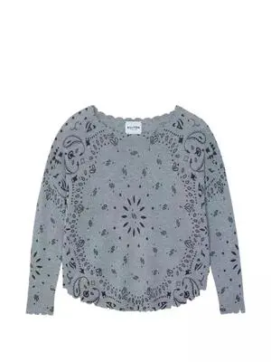 KUJTEN Paisley-print Scalloped-edge Sweater - Grey