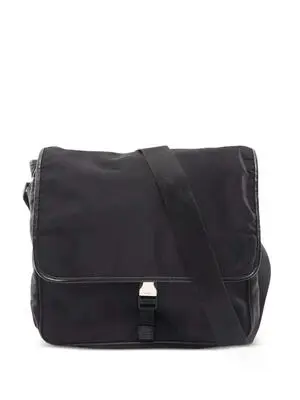 Prada Saffiano Trimmed Tessuto Buckle Messenger Bag