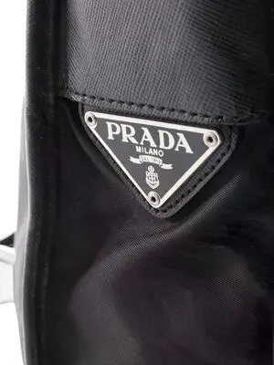 Prada Saffiano Trimmed Tessuto Buckle Messenger Bag