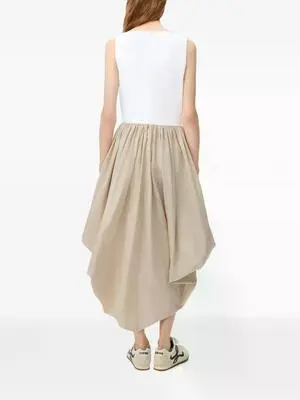 Loewe Sleeveless Ruffled Asymmetric Draped Skirt Dress - Neutrals