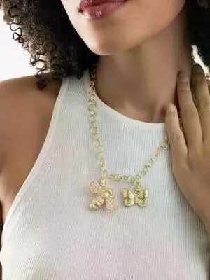 TANYA FARAH 18k Yellow Diamond Butterfly Pendant