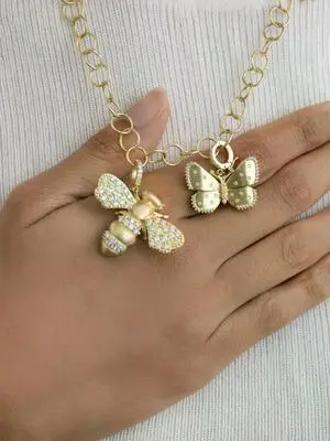 TANYA FARAH 18k Yellow Diamond Butterfly Pendant