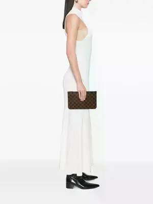 LOUIS VUITTON 2016 Damier Ebene Neverfull Pochette Clutch Bag - Brown