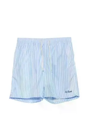 MC2 SAINT BARTH Vertical-stripe Drawstring-fastening Swim Shorts - Blue