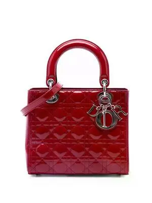 Dior 2013 Medium Patent Cannage Lady Satchel - Red