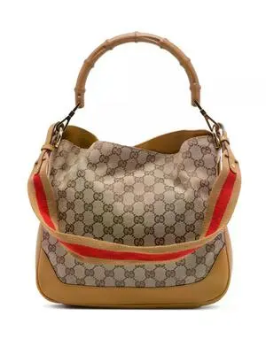 Gucci 2000-2015 Gg Canvas Bamboo Web Satchel - Neutrals