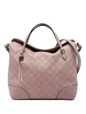 Gucci Embossed Leather Fold Over Tote Satchel