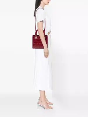 Dior 2014 Medium Patent Cannage Lady Satchel - Red