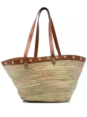 Celine Large Raffia Classic Studded Panier Tote Bag
