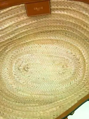 Celine Large Raffia Classic Studded Panier Tote Bag