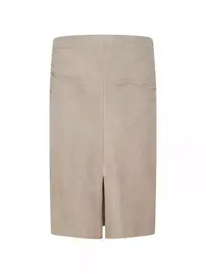 Stouls Ruched Suede Midi Skirt - Neutrals