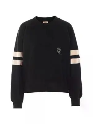 Repetto Logo-embroidered Stripe-detail Sweatshirt - Black