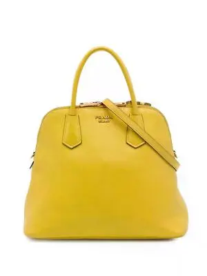 Prada 2010-2026 Large Saffiano Cuir Dome Satchel - Yellow