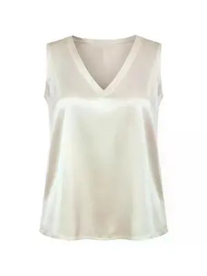 I BLUES Satin-finish V-neck Blouse - White