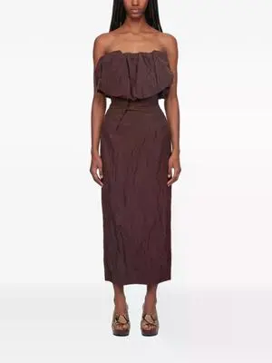 Magda Butrym Strapless Ruffled-bodice Midi Dress - Brown