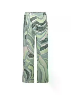 BETTY BARCLAY Abstract-print Wide-leg Trousers - Green