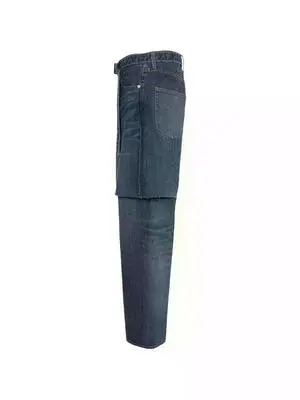 Sacai Layered-detail Belted Jeans - Blue