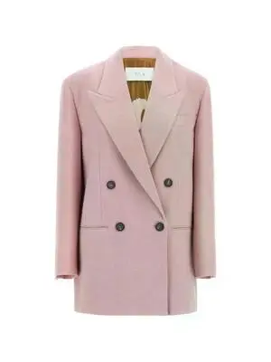 TELA Nomade Herringbone-weave Double-breasted Blazer - Pink