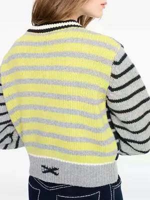 BARRIE Striped Chunky-knit Cardigan