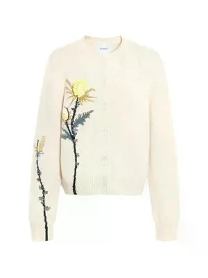 BARRIE Thistle-motif Cashmere Cardigan - White
