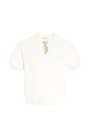 BARRIE Gem-embellished Keyhole-detail Knitted T-shirt