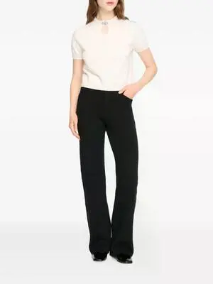 BARRIE Gem-embellished Keyhole-detail Knitted T-shirt