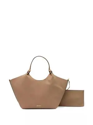 Dkny Extra Large Paula Logo-plaque Pebbled Tote Bag - Neutrals
