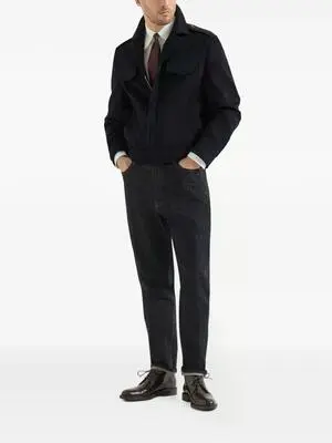 Brunello Cucinelli Lightweight Virgin Wool Cloth Outerwear Jacket With Chest Pockets