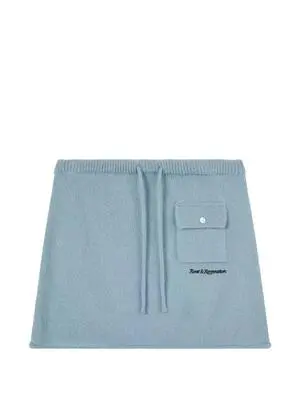 REST&RECREATION Drawstring Knitted Skirt - Blue
