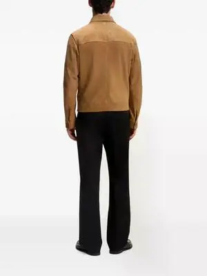 BOSS Suede Leather Jacket With Zipper Closure