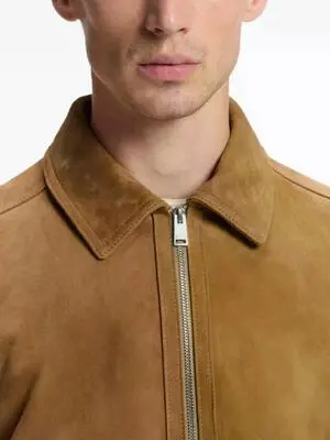 BOSS Suede Leather Jacket With Zipper Closure