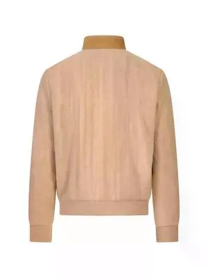 Canali Suede-panelled Ribbed-knit Jacket