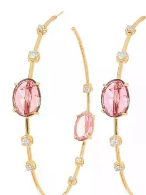 Jacquie Aiche Embellished Hoop Earrings With Pink Tourmaline And Diamonds