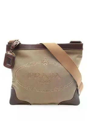 Prada 2010-2026 Canvas Canapa Logo Crossbody Bag - Neutrals