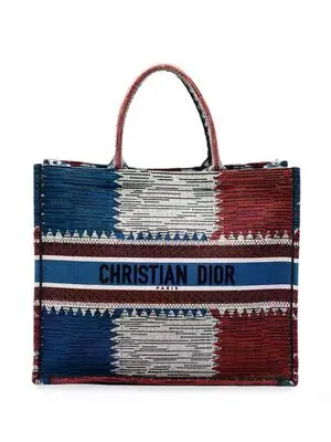 Dior Large Canvas French Flag Book Tote Bag - Blue