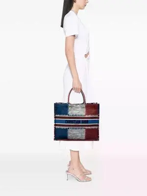 Dior Large Canvas French Flag Book Tote Bag - Blue