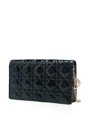 Dior Patent Cannage Lady Chain Convertible Clutch - Black