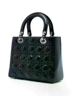 Dior Medium Patent Cannage Lady Satchel - Blue