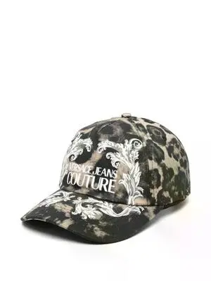 Versace Leopard Print Baroque Pattern Baseball Cap - Black