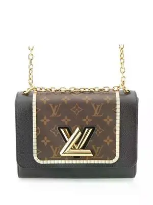 LOUIS VUITTON 2010-2026 Monogram And Calfskin Twist Mm Crossbody Bag - Brown