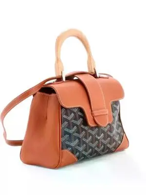 Goyard Saigon Top Handle Bag Coated Canvas With Leather Mini Shoulder Bag - Brown