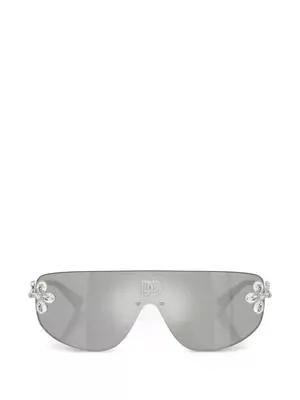 Dolce & Gabbana Crystal-embellished Geometric-frame Sunglasses - Grey