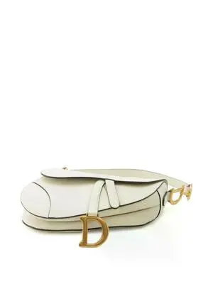 Dior Grained Calfskin Saddle Bag Shoulder Bag - White