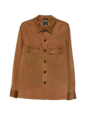 Zegna Button-fastening Flap-pocket Shirt - Brown