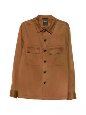 Zegna Button-fastening Flap-pocket Shirt - Brown
