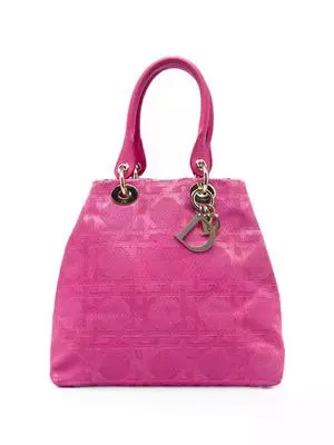 Dior 2008 Small Canvas Cannage Lady Soft Shopping Tote Bag - Pink