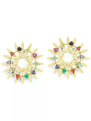 CAROL KAUFFMANN Mandala Multi-stone And Diamond Hoop Earrings